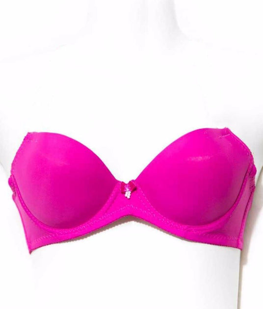 Hot Pink Pushup Bra - Massage Form Bra with Removable Straps - Underwired Single Padded Bra ...