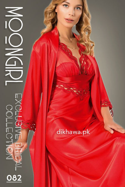 Moongirl - Exclusive Bridal 2Pc Long Nighty Set with Robe - Wedding ...