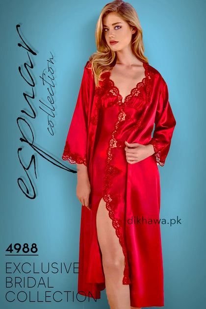 Espuar - Exclusive Bridal Wedding Honeymoon 2Pc Long Nighty Set with ...