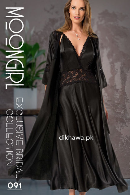 Moongirl - Exclusive Bridal 2Pc Long Nighty Set with Robe - Wedding ...