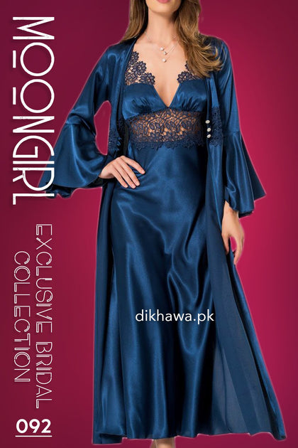 Moongirl - Exclusive Bridal 2Pc Long Nighty Set with Robe - Wedding ...