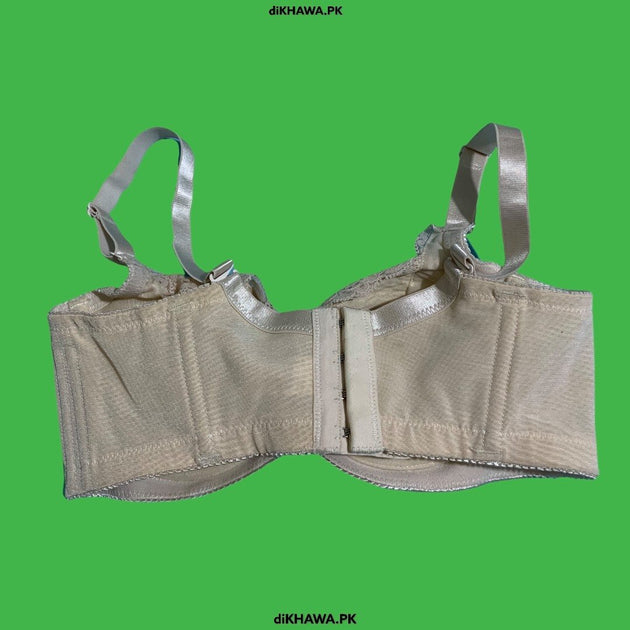Embroidered Designed Beige Net Bra , Non Padded - Under Wired Bra - By ...