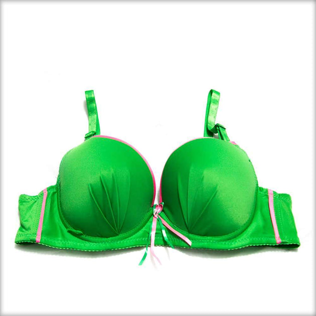 Fluorescent Green Single Padded Bra & Panty Set with Removable Straps ...
