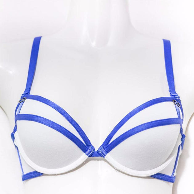 Stripes Bra - White & Blue - Removable Straps Bra - Online Shopping in ...