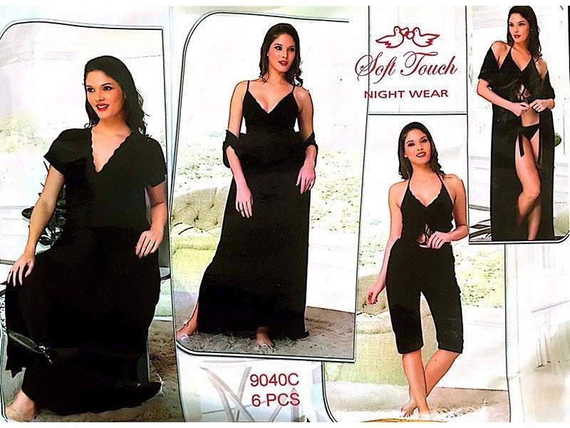 Black Bridal Bikini Nighty - 6 Pcs Set - 9040C - Online Shopping in ...