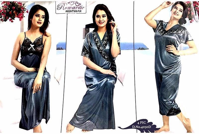 Hot Bridal Nighty Set & Honeymoon Nighty Sets - 4050D - 4 Pieces Nighty ...