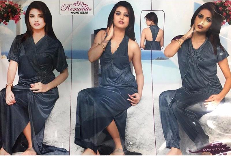 Hot Bridal Nighty Set & Honeymoon Nighty Sets - 4159C - 4 Pieces Nighty ...