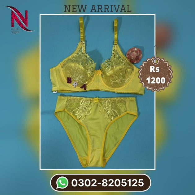 Yellow Bridal Bra Panty Sets Non Padded Underwired Bra Panty Set 2022