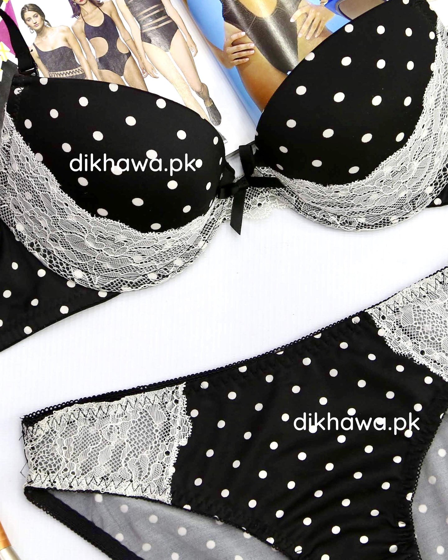 Victoria's Secret - Pushup Bra Panty Sets - Polka Dotted Lace Double ...