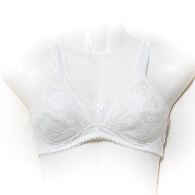 Soft Padded Cotton Net Bra - Etching Free Bra - Non Padded - White Bra ...