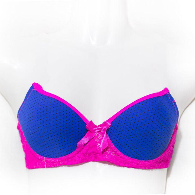 Fancy Bra - Royal Blue & Pink - Polka Dotted Pushup Bra - Online ...