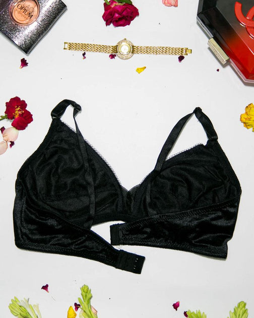 Soft Cotton Silk Self Design Non Wired-Non Padded Basic Bra - Black ...