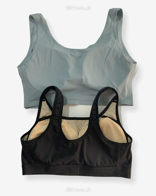 Pack Of 2 - Impact Padded Sports Bra With Mesh PanelsLadies Jogging Bra ...