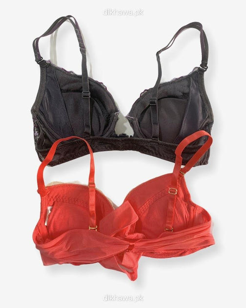 Pack of 2 - Front Open Bra with Button - Soft Padded Underwired Bra ...