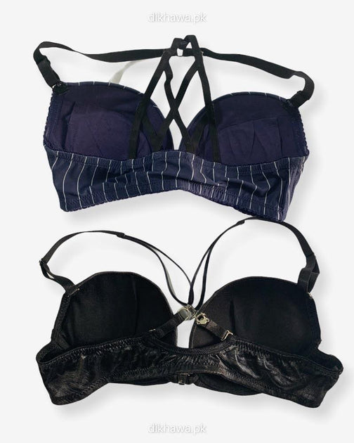 Pack of 2 - Front Open Bra with Button - Soft Padded Underwired Bra ...