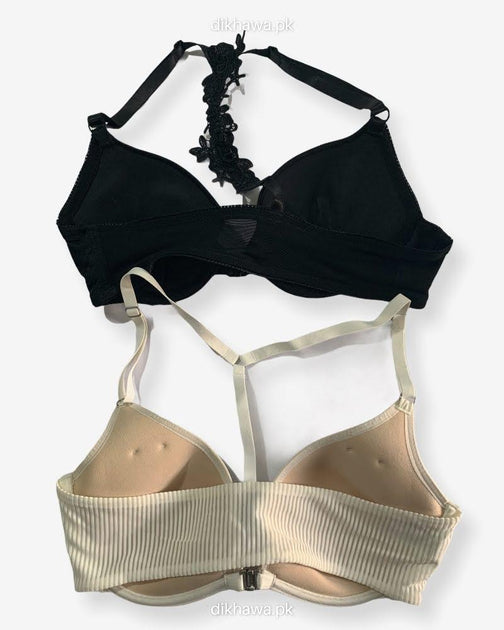 Pack of 2 - Front Open Bra with Button - Soft Padded Underwired Bra ...