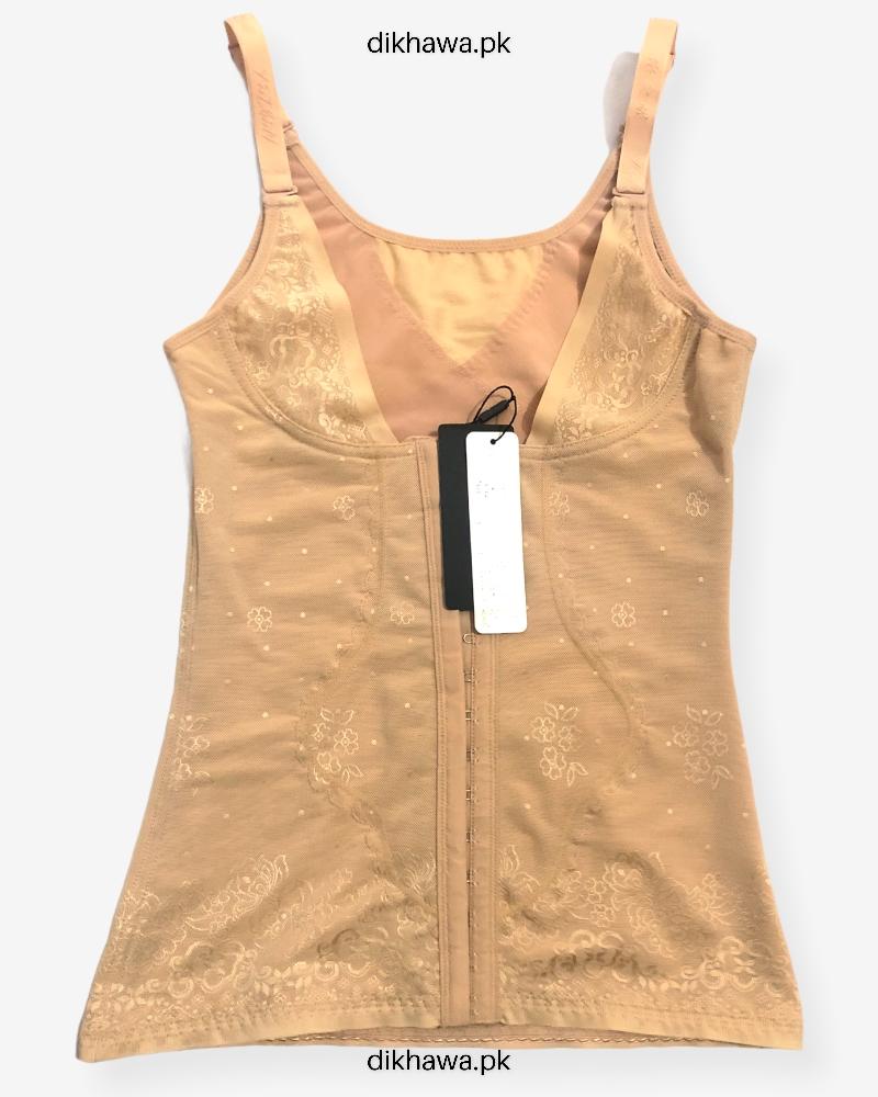 Front Open Upper Half Body Shaper Skin Body Suit Top Tummy Embroidered ...