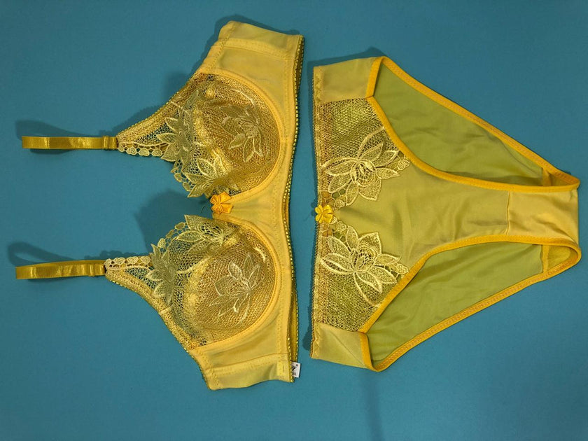 Copy of Laleli Net Bra Panty Set 2020 Yellow BRIDAL BRA PANTY SETS ...