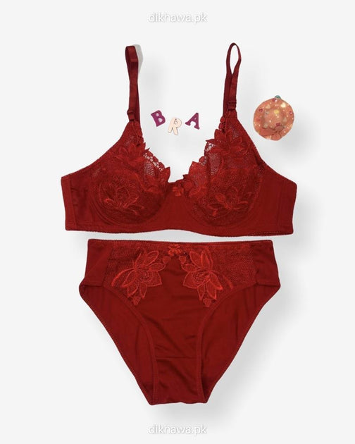Red Bridal Bra Panty Sets - Non Psdded Underwired Bra Panty Set 2020 ...